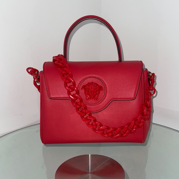 Versace | Bags | Versace Red Leather Handbag | Poshmark